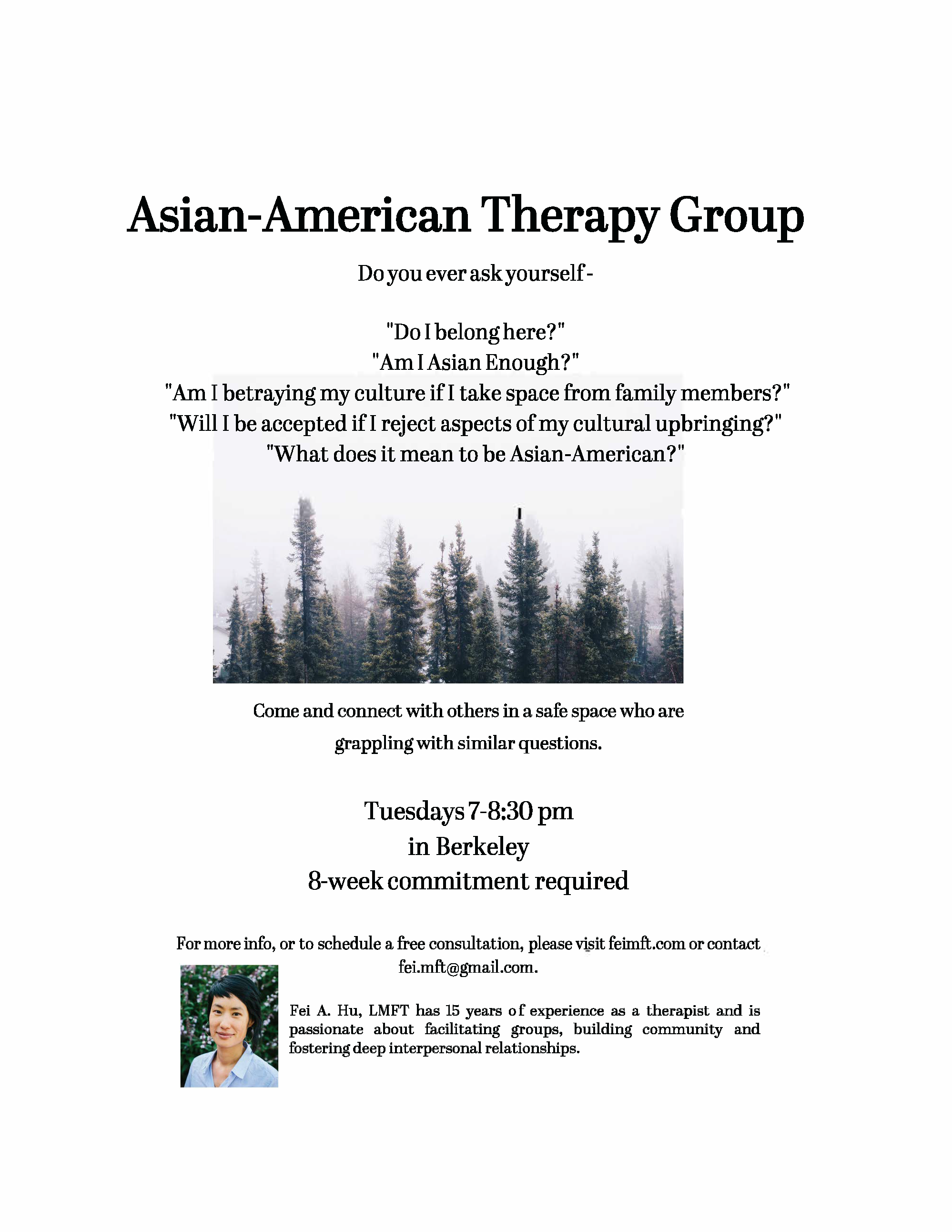 Group Therapy Offerings – Fei A. Hu, LMFT